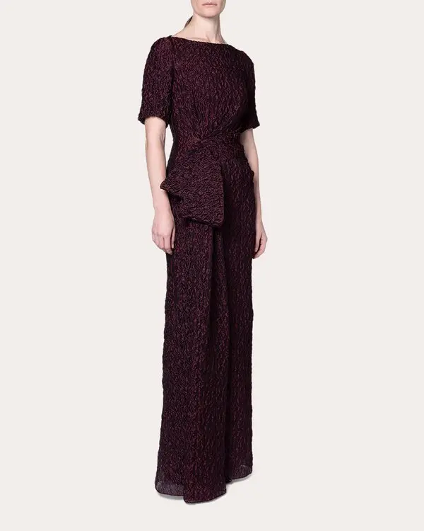 ROKSANDA Syla Cloqué Gathered Drape Maxi Dress