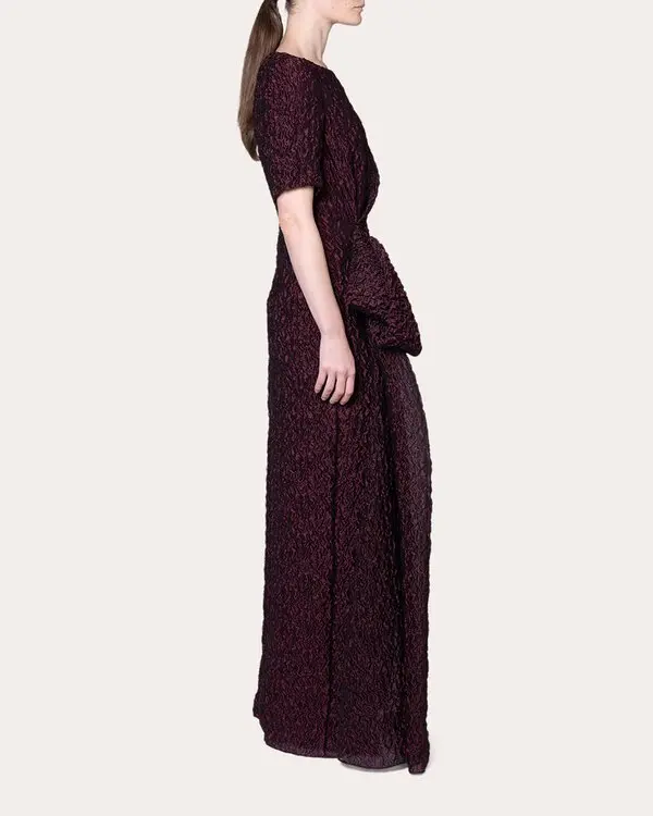 ROKSANDA Syla Cloqué Gathered Drape Maxi Dress