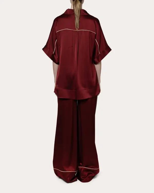 ROKSANDA Enira Satin Collared V-neck Top
