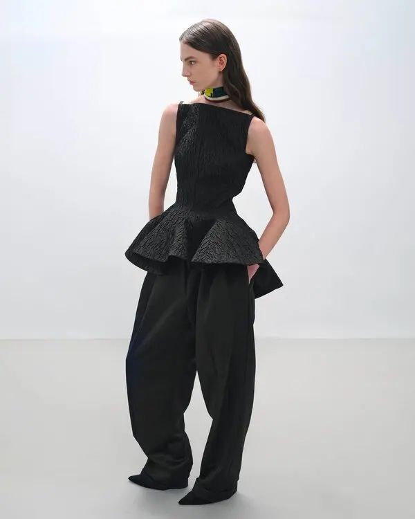 ROKSANDA Axo Cloqué Boatneck Peplum Top