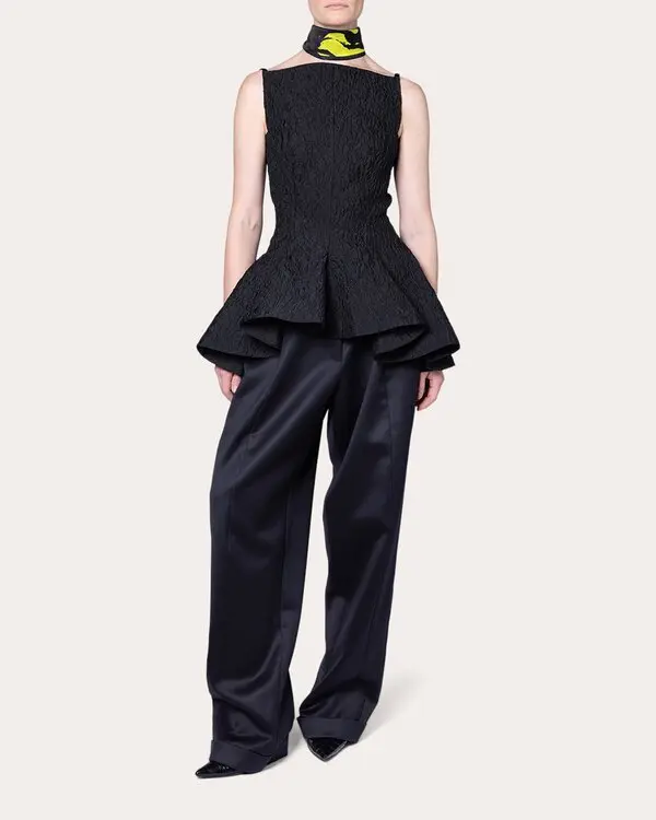 ROKSANDA Axo Cloqué Boatneck Peplum Top