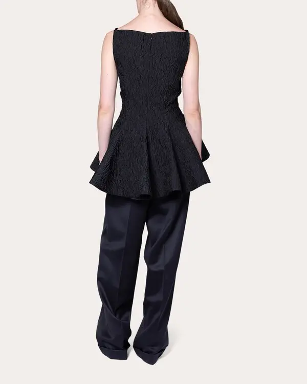 ROKSANDA Axo Cloqué Boatneck Peplum Top