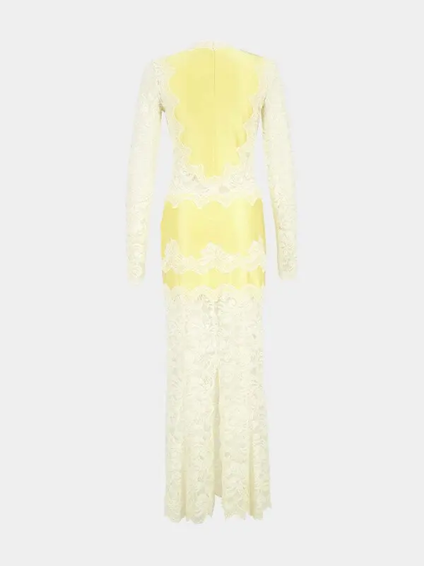 Rabanne Long Sleeved Lace Jersey Maxi Dress