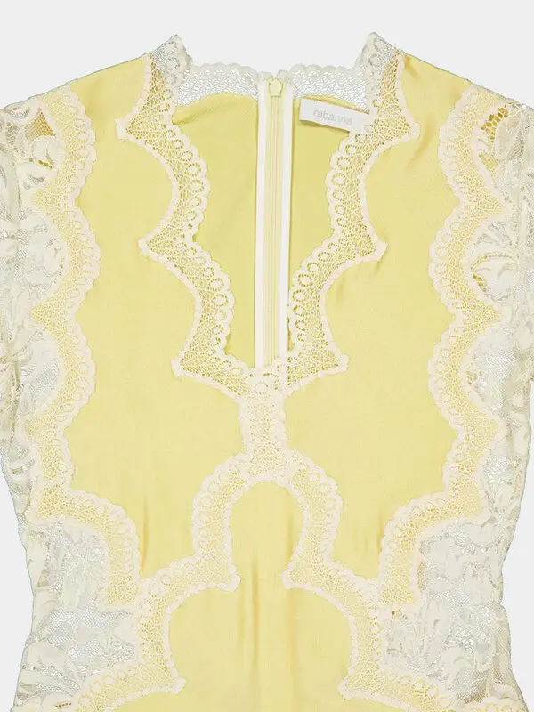Rabanne Long Sleeved Lace Jersey Maxi Dress