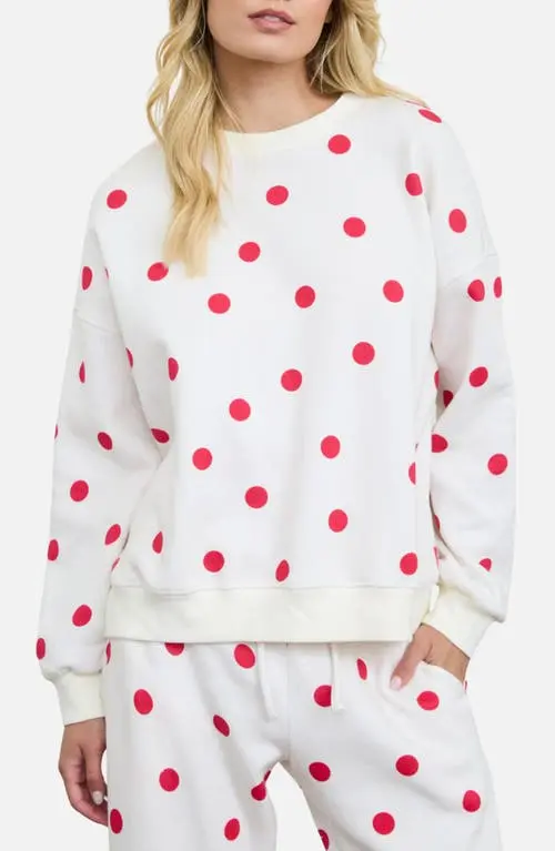 J.O.A. Polka Dot Sweatshirt & Joggers Lounge Set - Red
