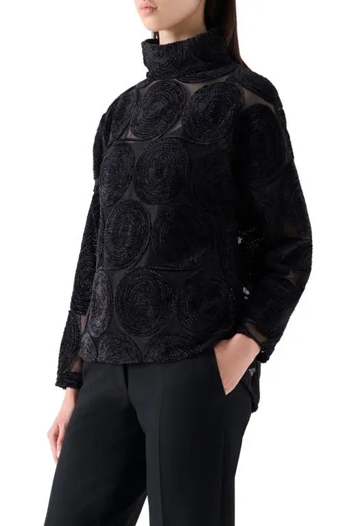 Akris Chenille Dot Mesh Top