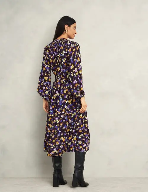 HOBBS LONDON Arbury Floral Print Midi Dress