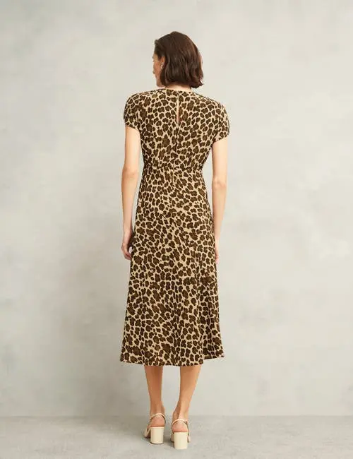 HOBBS LONDON Hampton Short Sleeve Printed Silk Dress