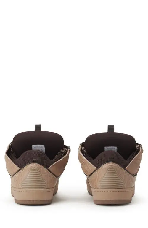 LANVIN Curb Sneakers In Dino-effect Leather - Beige/brown