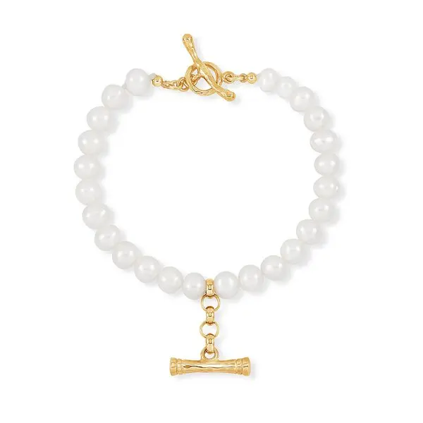DOWER & HALL White Pearl Nomad T-bar™ Bracelet - Silver