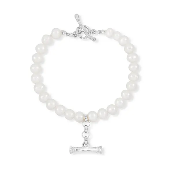 DOWER & HALL White Pearl Nomad T-bar™ Bracelet - Silver