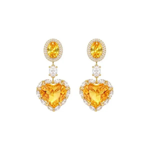 UCHI & SOTO Kokoro Yellow Stone Heart Earrings - Yellow/silver