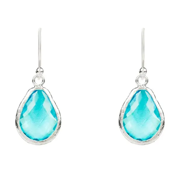 LATELITA Petite Drop Earrings Blue Topaz Hydro Silver - Silver/blue