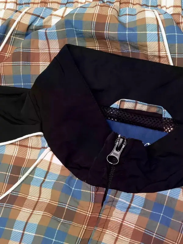 AWAKE NY Les Plaid-pattern Panelled Track Jacket