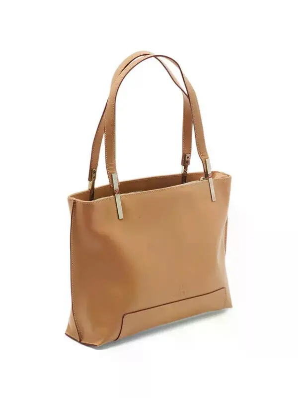 AIGNER Embossed Logo Leather Tote Bag
