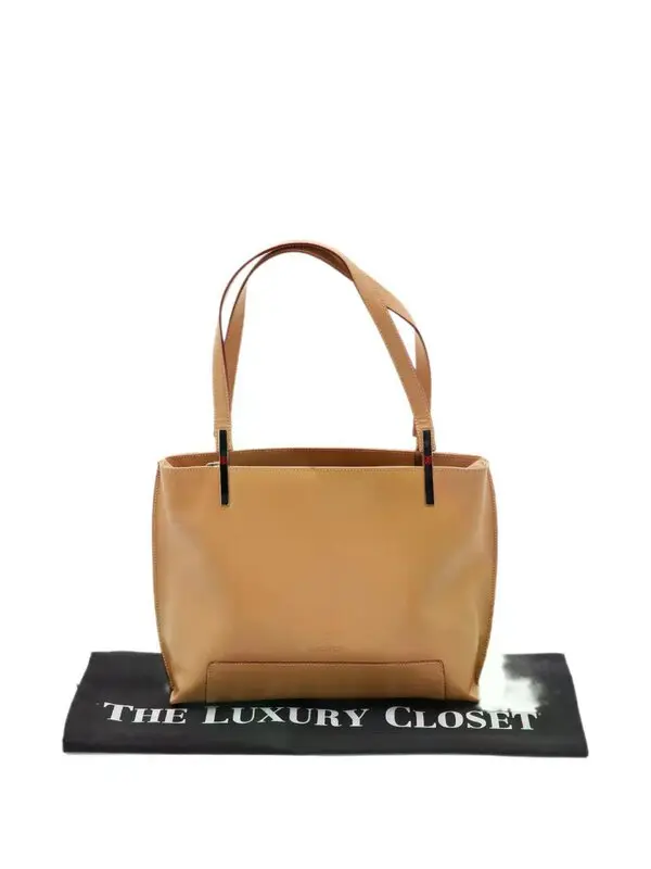 AIGNER Embossed Logo Leather Tote Bag