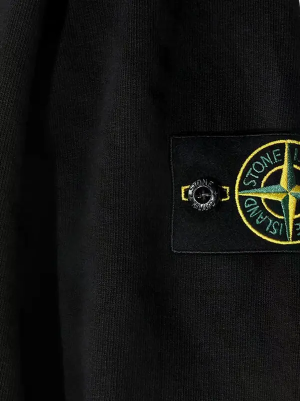 Stone Island 6100054 Tubular Cotton-fleece Oversized-fit Crewneck Sweatshirt With Button Fastening - Black