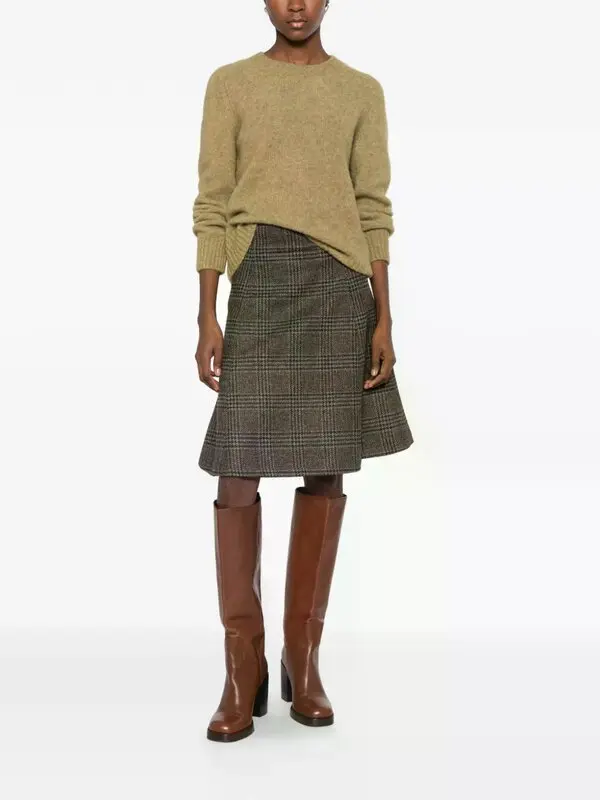 NINA 14.7 Prince Of Wales-pattern A-line Midi Skirt