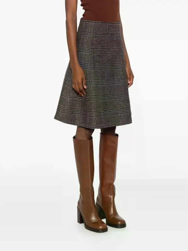 NINA 14.7 Prince Of Wales-pattern A-line Midi Skirt