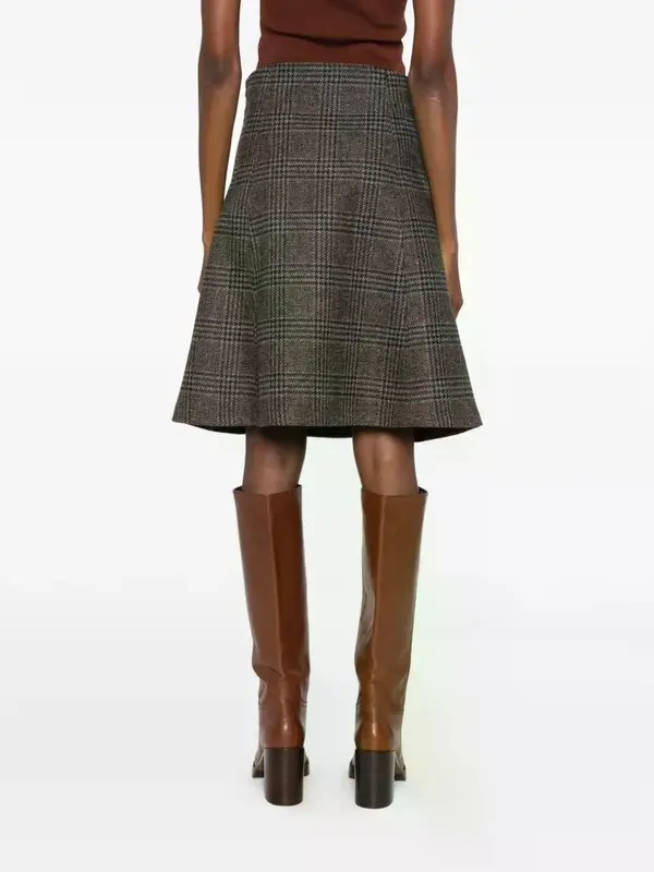 NINA 14.7 Prince Of Wales-pattern A-line Midi Skirt