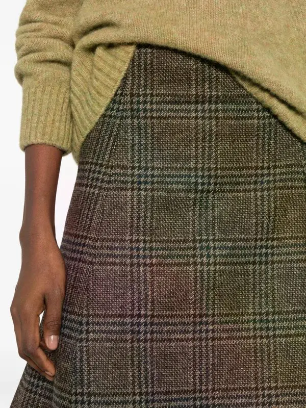 NINA 14.7 Prince Of Wales-pattern A-line Midi Skirt