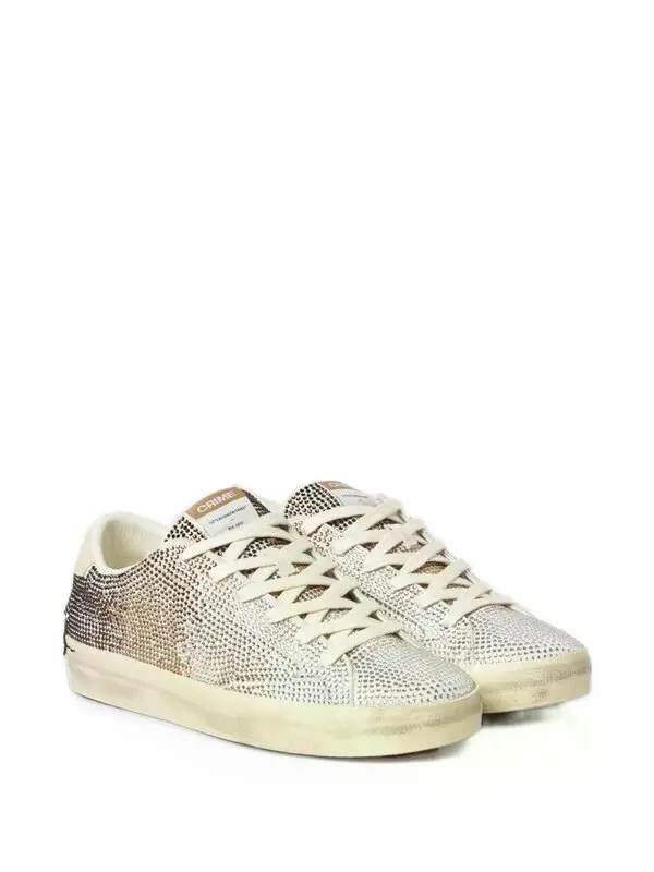 CRIME LONDON Distressed Crystal-embellished Sneakers