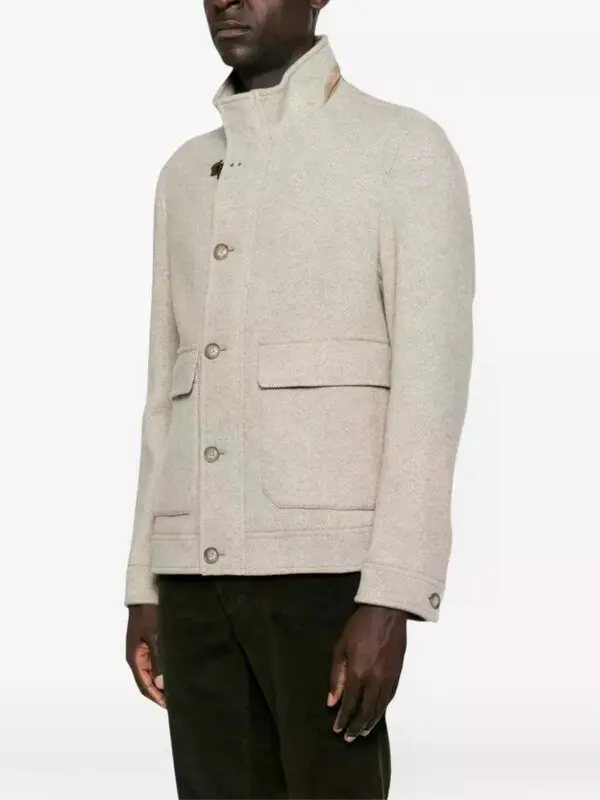 FAY Herringbone-pattern Hook-fastening Coat