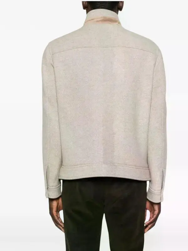 FAY Herringbone-pattern Hook-fastening Coat