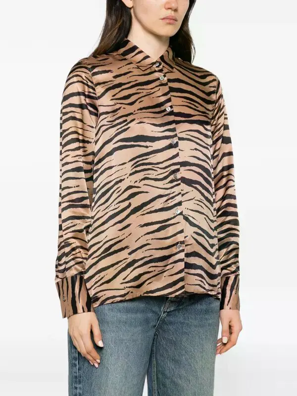 ROBERT FRIEDMAN Zebra-print Silk Shirt