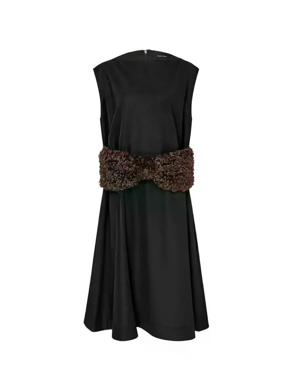 Simone Rocha Faux-fur Bow-detail Midi Dress - Black