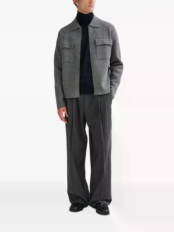 ROBERTO COLLINA Zip-up Chest-pocket Cardigan - Grey