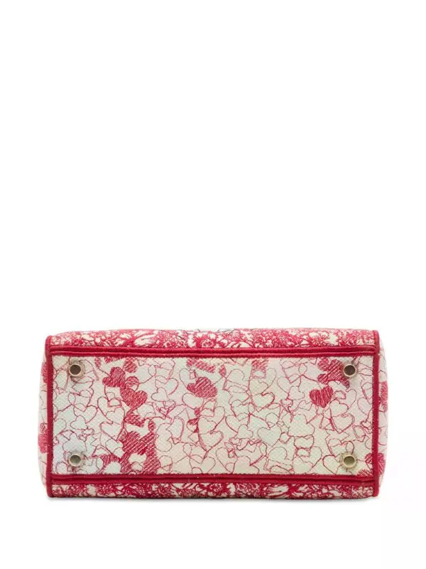 Dior 2021 Dioramour Medium Embroidered Canvas Royale Lady D Lite Satchel - Red
