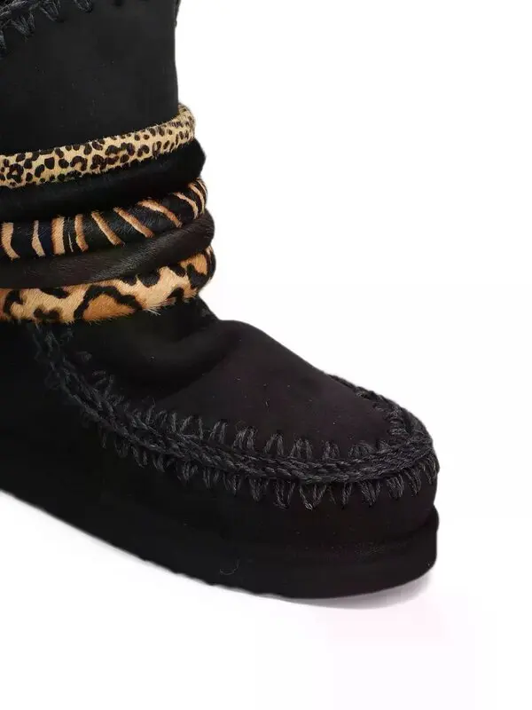 Mou Animal-print Blanket-stitch Boots