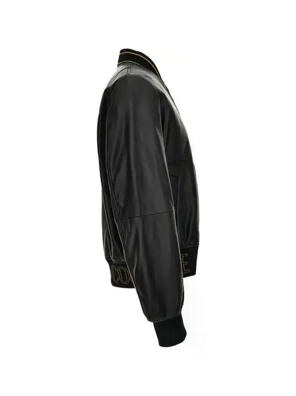 Versace Logo-embroidered Faux-leather Bomber Jacket