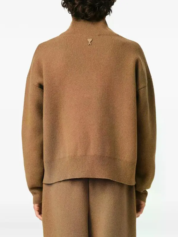 AMI Paris High Buttoned Collar Wool Sweater