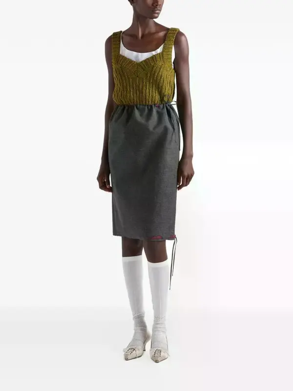 Prada Bonded Hopsack Midi-skirt With Devoré Effect - Grey
