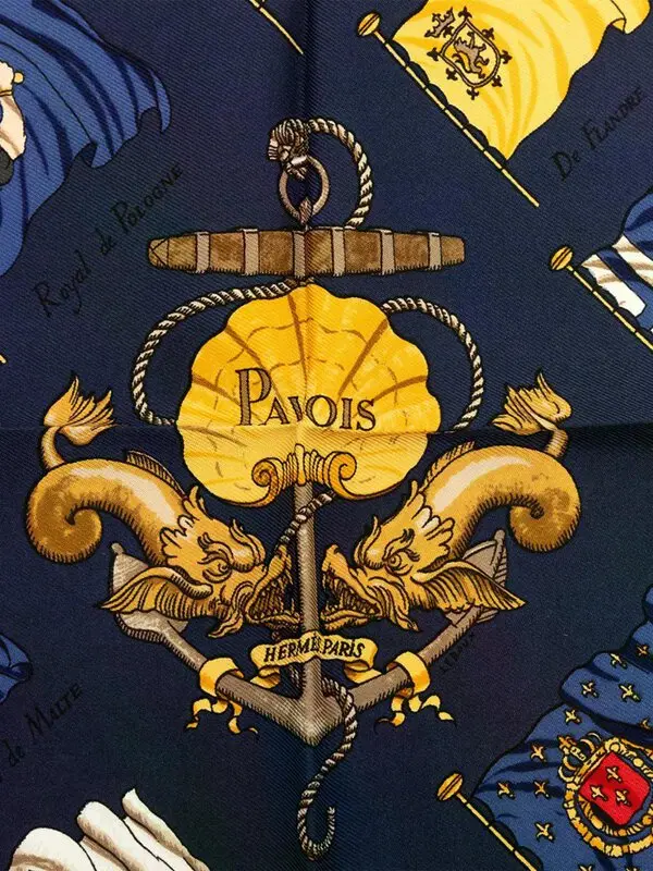 Hermès 20th Century Pavois Silk Scarf 40 Scarves - Blue