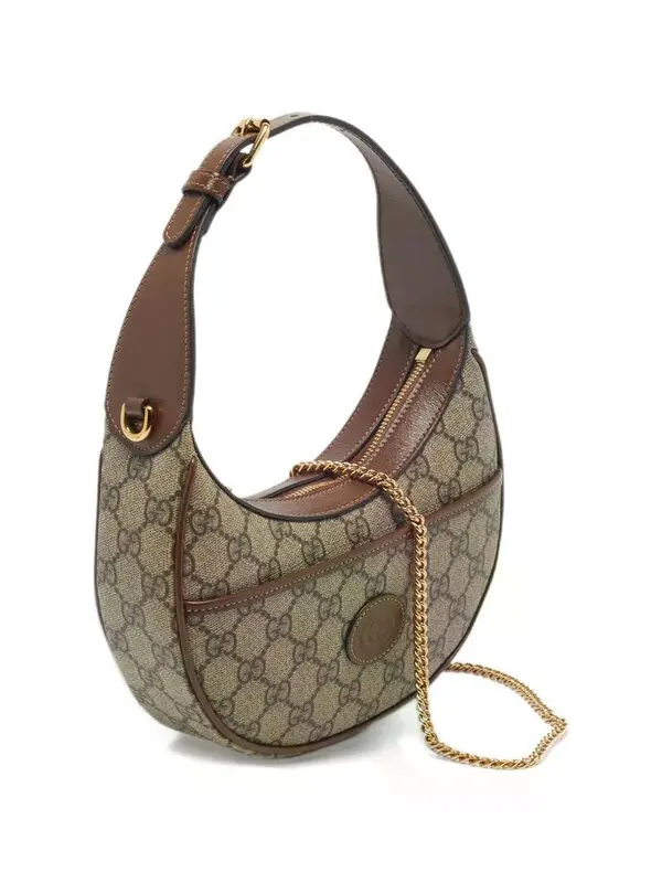 Gucci Gg Supreme Half Moon Shoulder Bag - Neutrals