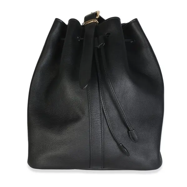 Miu Miu Nappa Logo Embossed Bucket Bag - Black