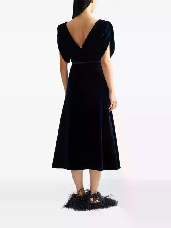 Erdem Embellished Velvet Midi Dress