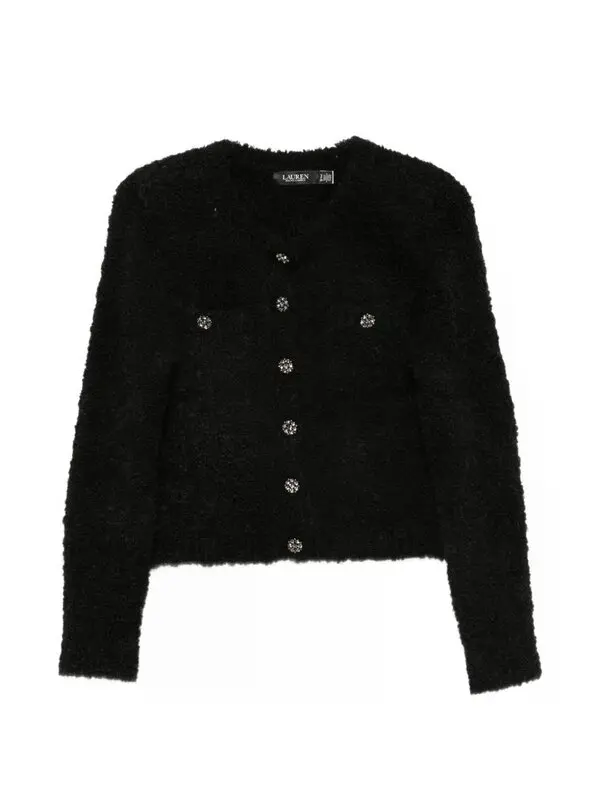 Ralph Lauren Bouclé Crystal-button Sweater - Black