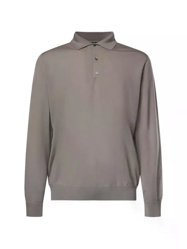 Alpha Studio Long-sleeve Polo Sweater - Grey