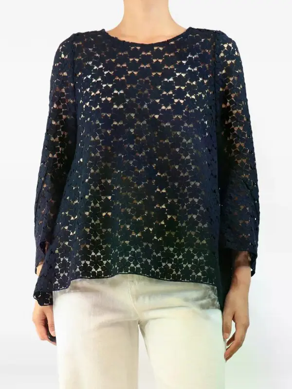 Scanlan Theodore Floral-lace Long-sleeve Blouse - Blue