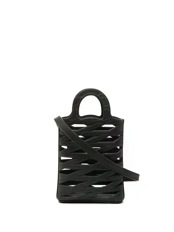 Balenciaga 2021 Leather Neo Basket Phone Holder Satchel - Black