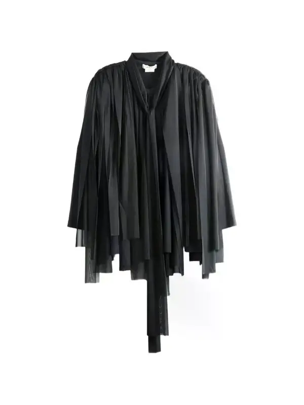 Comme Des Garçons Pleated Tulle Draped-effect Tunic
