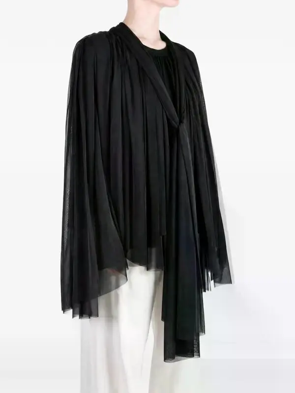 Comme Des Garçons Pleated Tulle Draped-effect Tunic