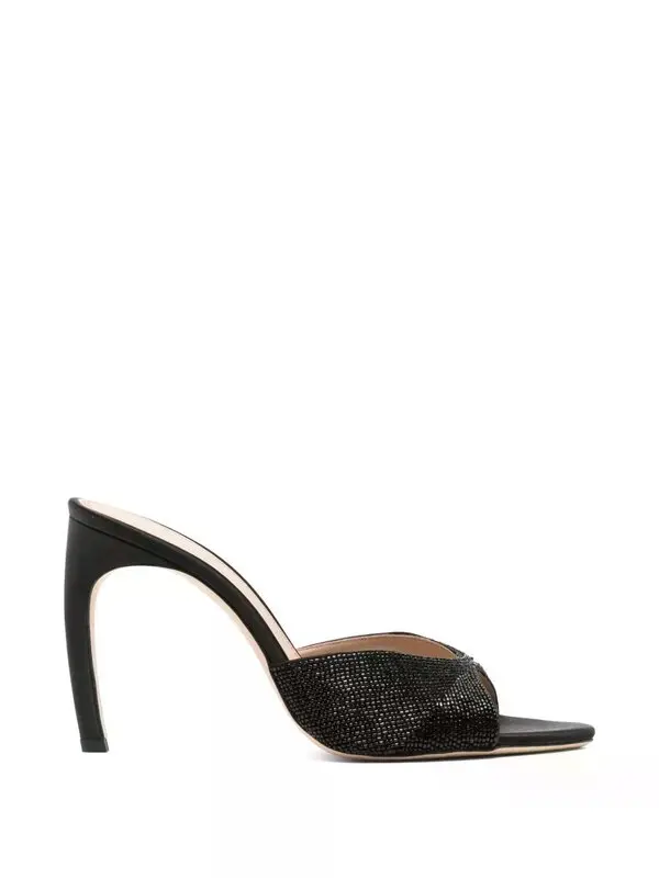 Victoria Beckham Harlow Open-toe Mules 100 Beaded Satin - Black