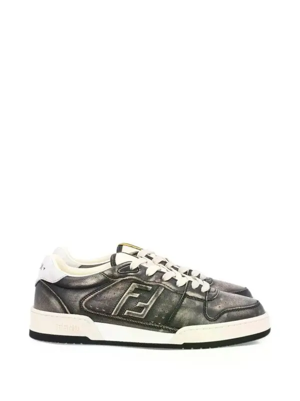 Fendi Match Distressed-effect Logo-patch Sneakers - Black