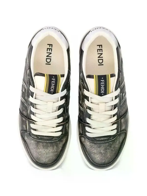 Fendi Match Distressed-effect Logo-patch Sneakers