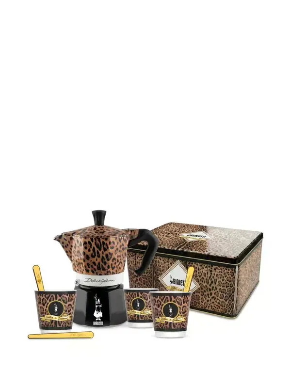 BIALETTI X Dolce & Gabbana Leopard-pattern Moka Coffee Set
